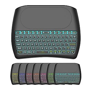 Mini Wireless Keyboard,D8 Mini Keyboard with Touchpad,Colorful Backlit Small Wireless Keyboard,Mini Handheld Remote Keyboard for PC,Raspberry Pi 4, Android TV Box,KODI,Windows 7 8 10