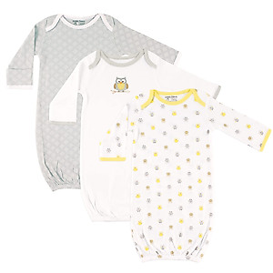 Luvable Friends Unisex Baby Cotton Gowns, Owl, 0-6 Months US
