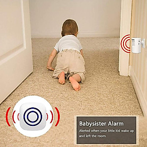 Home Security Motion Sensor Alarm Outdoor, Wireless Driveway Alert: Infrared Motion Sensor Chime Doorbell with 1 Plug-in Receiver and 2 PIR Motion Sensor Detector Alert - 38 Chime Tune - LED Indicator