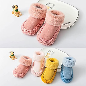 Infant Toddle Footwear Winter Toddler Shoes Soft Bottom Indoor Non Slip Fleece Warm Floor Socks Shoes Boys Casual Boots Size 4 (Watermelon Red, 0-6 Months)
