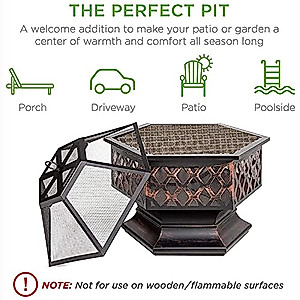 LEAYAN Garden Fire Pit Grill Bowl Grill Barbecue Rack Wood Burning Fire Pit Wood Burning Outdoor Fire Pits Garden 2 in 1 Fireplace for Bonfire Barbecue in The Wild with Grill Grate for Heating