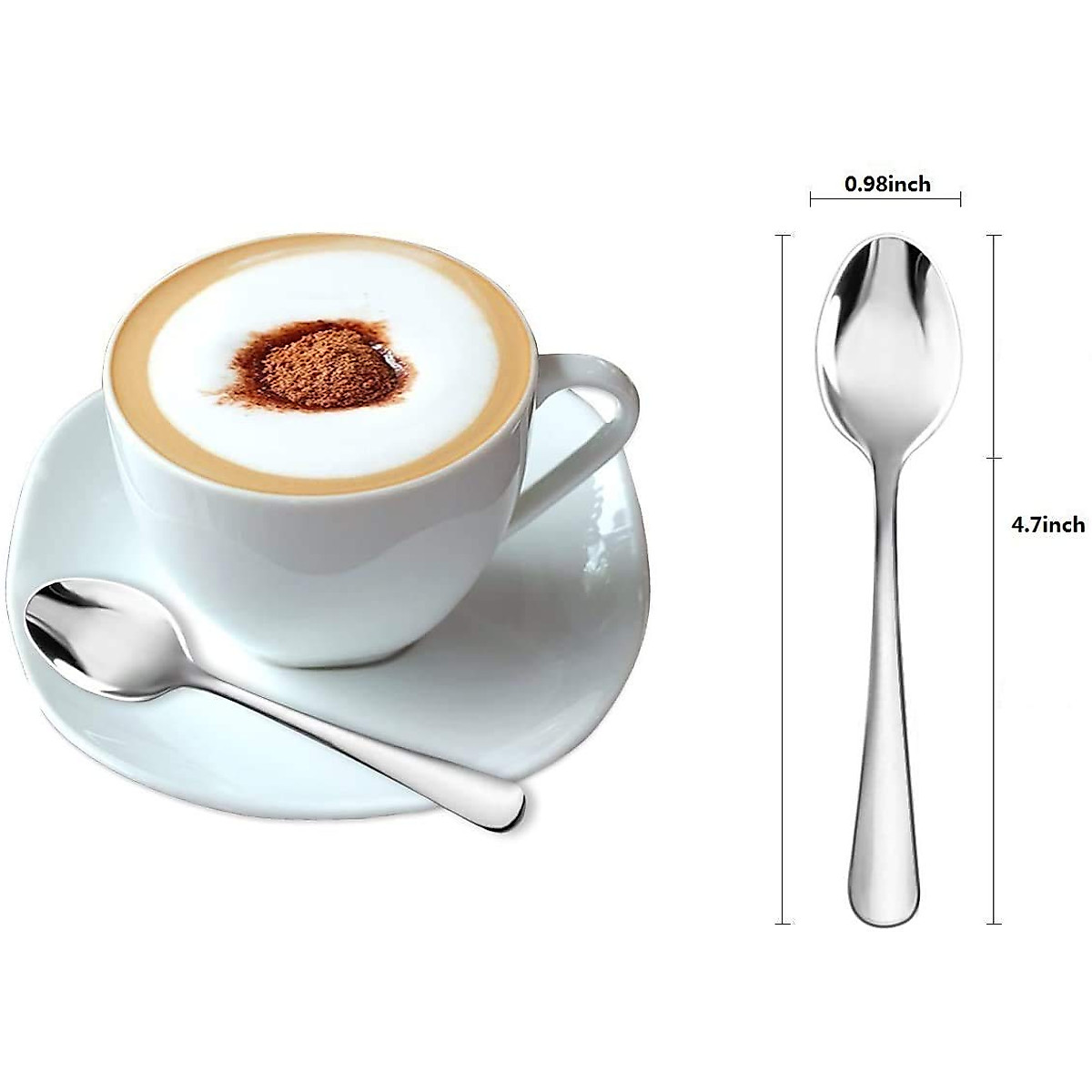 Demitasse Espresso Spoons,10pcs Mini Coffee Spoon 4.7 Inch Stainless Steel Spoons Small Spoons for Dessert, Tea (silver)