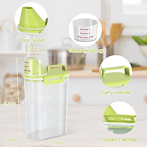 TBMax Rice Storage container 4 Lbs, Small Rice Dispenser with Measuring Cup, Lime Green Cereal Containers Flour Bin, Kitchen Food Storage Container and Pantry Organizers, Pet Dog Cat Food Dispenser