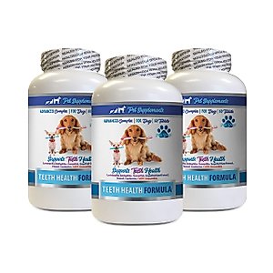 PET SUPPLEMENTS Gum Care for Dogs - Dog Teeth Health Formula - Advanced Support Complex - Overall Health - Bilberry for Dogs - 3 Bottles (180 Tablets)