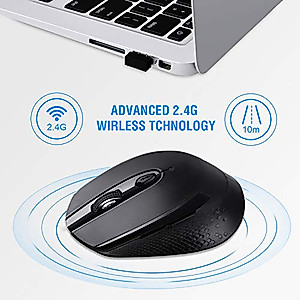cimetech Wireless Mouse, 2.4G Computer Ergonomic Optical Mouse, 6 Buttons, Silent Mouse with USB Receiver and 3 Adjustable DPI Computer Mouse for Laptop, Desktop, Mac, PC - Black