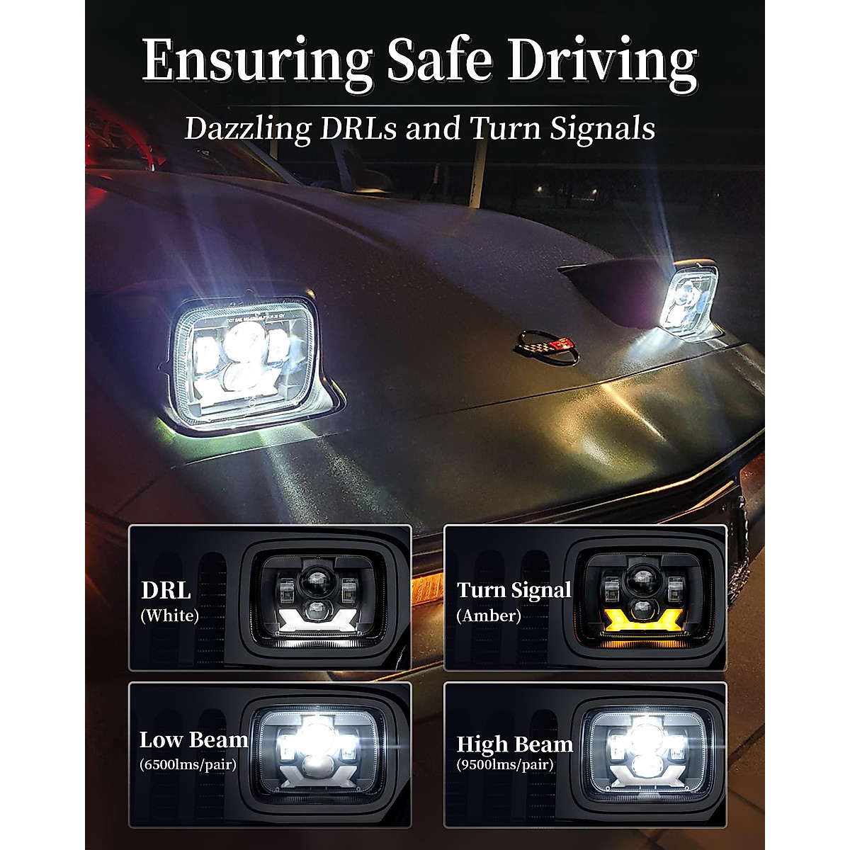 HWSTAR 2022 180W 1000% Bright H6054 5x7 7x6 Led Headlights Compatible with Jeep Cherokee XJ Wrangler YJ [ DOT][Anti-glare][DRL Turn Signal][Hi/Low Sealed Beam] Ford Chevy GMC Toyota Nissan Dodge etc