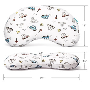 BYRIVER 12x22 Kids Pillow for Sleeping, Small Bed Pillow for Toddler Youth Boy Girls, Cooling Breathable Pillowcase, Small Pillow for Daycare Preschool Nap Time, Gifts for Kids Ages 3-8(CarCity)