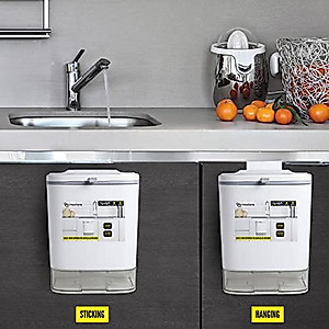KCmaster Hanging Trash Can - Lightweight Mountable Garbage Can for Convenient Cleaning - Large Capacity Small Counter Trashcan with Extra Storage for Countertop Trash, Food Waste, and More