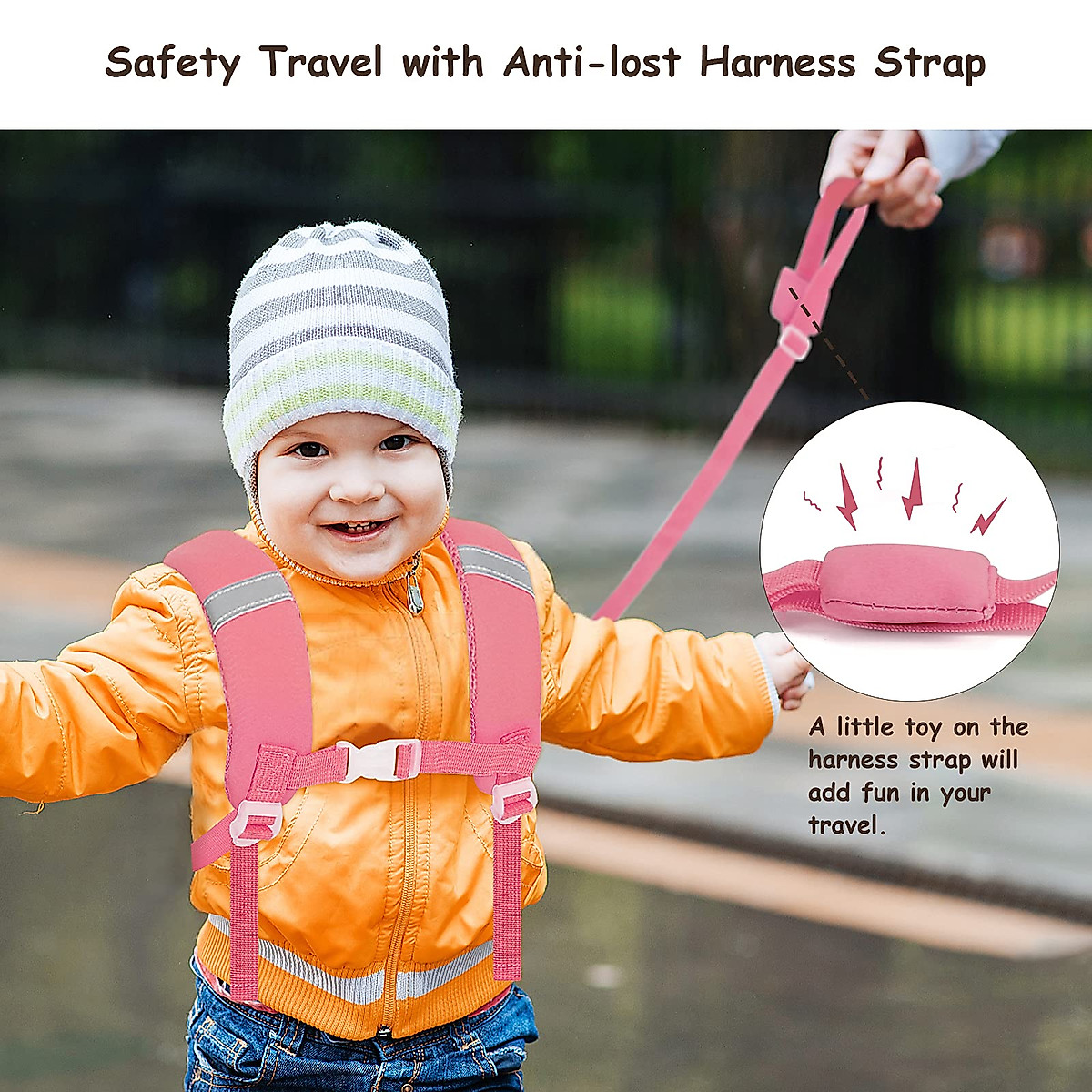 BEBOAN Toddler Backpack for Girls, Kids Backpack Harness with Safety Leash Chest Strap for 4,5,6 Year Old Kindergarten Preschool Pink Sheep Small