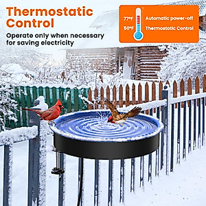 Keten Bird Bath Heater, 100W Thermostatically Controlled Heated Bird Baths Bowl for Winter, Prevents Birdbath Water from Freezing Suitable for Outdoors Garden Yard Patio Lawn