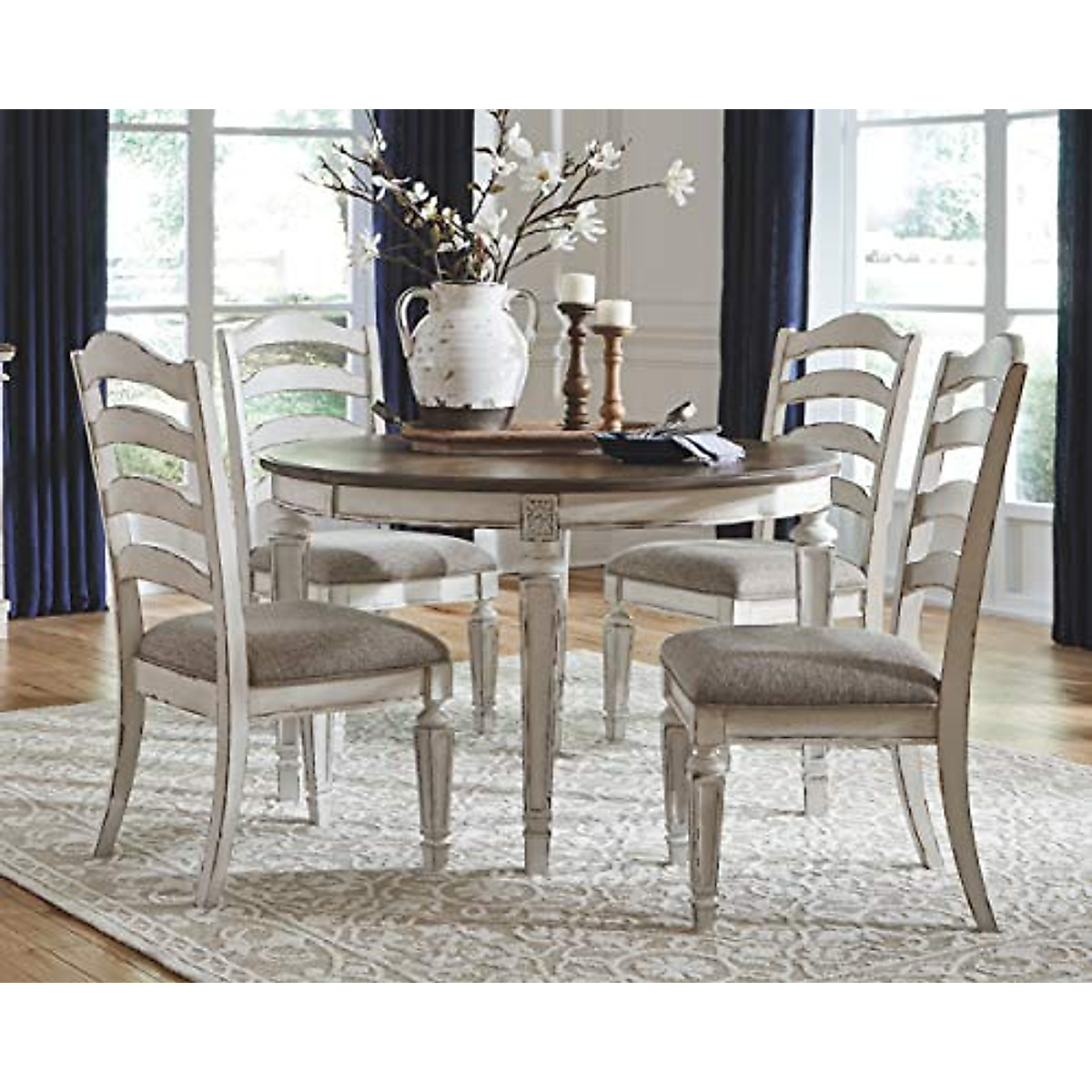 Signature Design by Ashley Realyn Dining Room Upholstered Chair 2 Count, Antique White