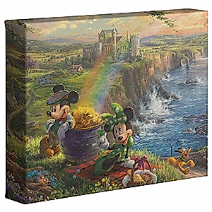 Thomas Kinkade Mickey and Minnie in Ireland 8" x 10" Gallery Wrapped Canvas Art | Frameless Room Wall Art | Certificate of Authenticity Included