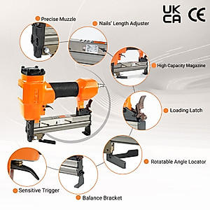KAMSIN #V1015 30 Gauge Pneumatic Picture Frame Nailer, 13/32”(10.3mm) Crown V Nailer, 5/16'' to 19/32'' (7-15mm) Leg Length V-nails Tacker V Nails Gun For Picture Frames