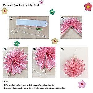Pink Birthday Party Decorations Kit Pink Paper Fan flower Star Garland Happy Birthday Banner Pink White Golden Tassels Party Decor For Girls and Women