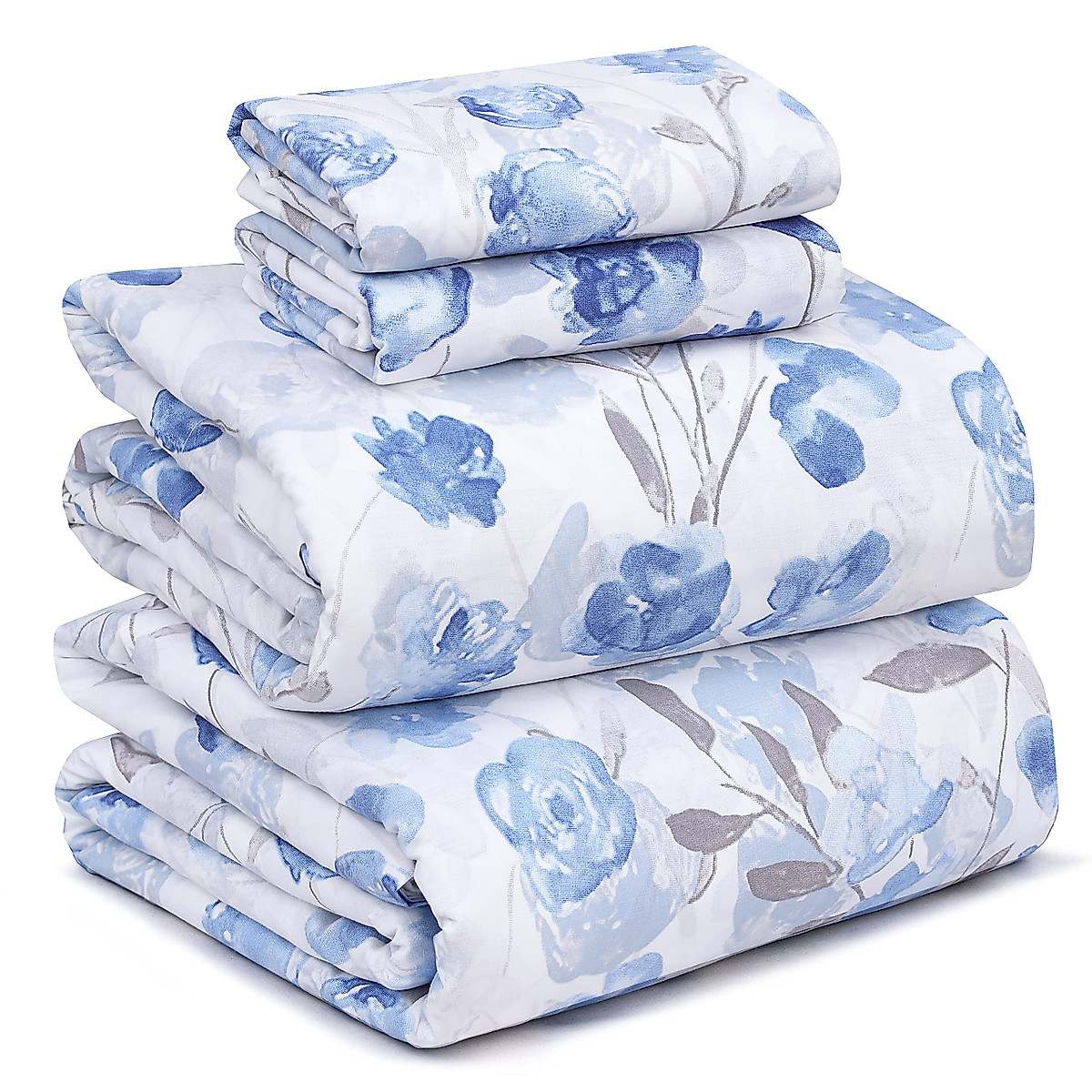 RUVANTI 100% Cotton Sheets - Crispy Cooling Percale Sheets for Full Size Bed, Breathable & Durable Full Sheet Set, 16 Inches Deep Pocket Bed Sheets, Monotones, 4 Pieces