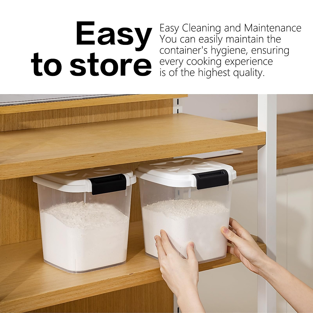 LivLab 5LBS Flour Container - Rice Dispenser 5LBS/2KG/2Qt Food Cereal Container Bins with Measuring Cup for Household Pantry Organization (5 LBS)