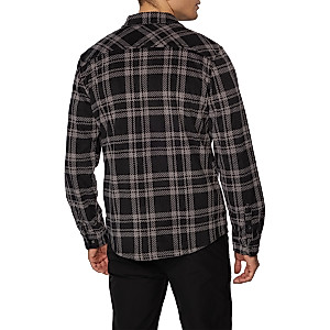 Mens Glacier Plaid Long Sleeve Button Up Shirt, Red, L