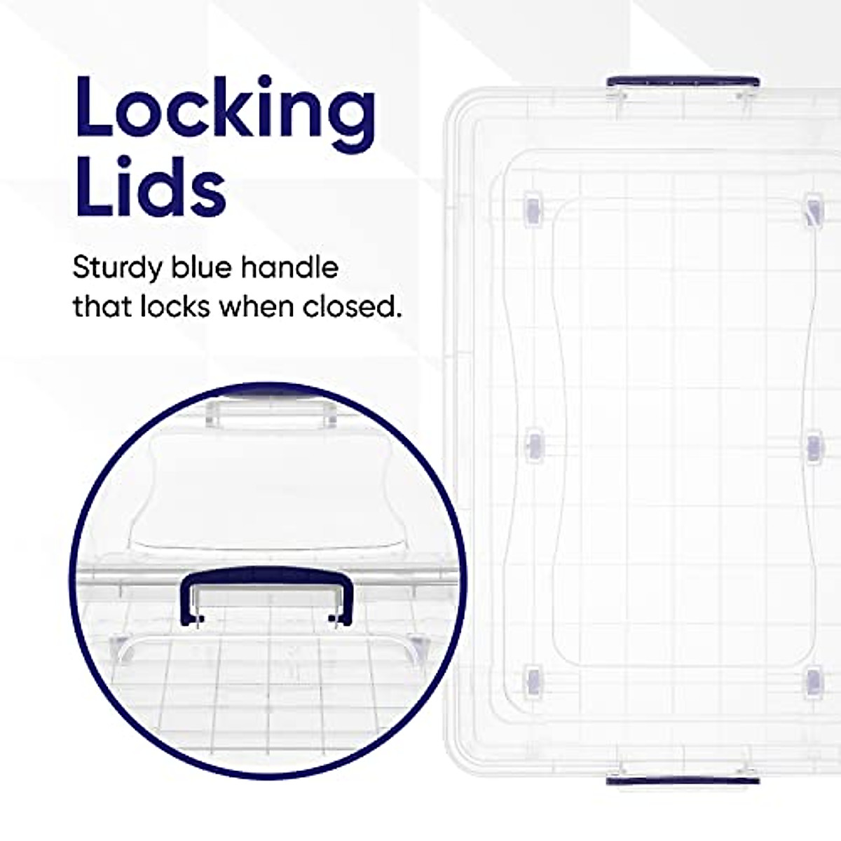 Superio Under Bed Storage Containers with Wheels (2 Pack), Flat Clear Storage Bin Stackable Large Storage Latch Box with Lids Store Cloths, Bedding, Linen, For Under The Bed, Garage, Home