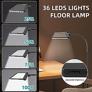 5X Floor Magnifying Glass with Light and Stand, 36 LED Dimmable Floor Magnifying Lamp, 3-in-1 Adjustable Lighted Magnifier for Reading, Sewing, Crafts, Close Work etc