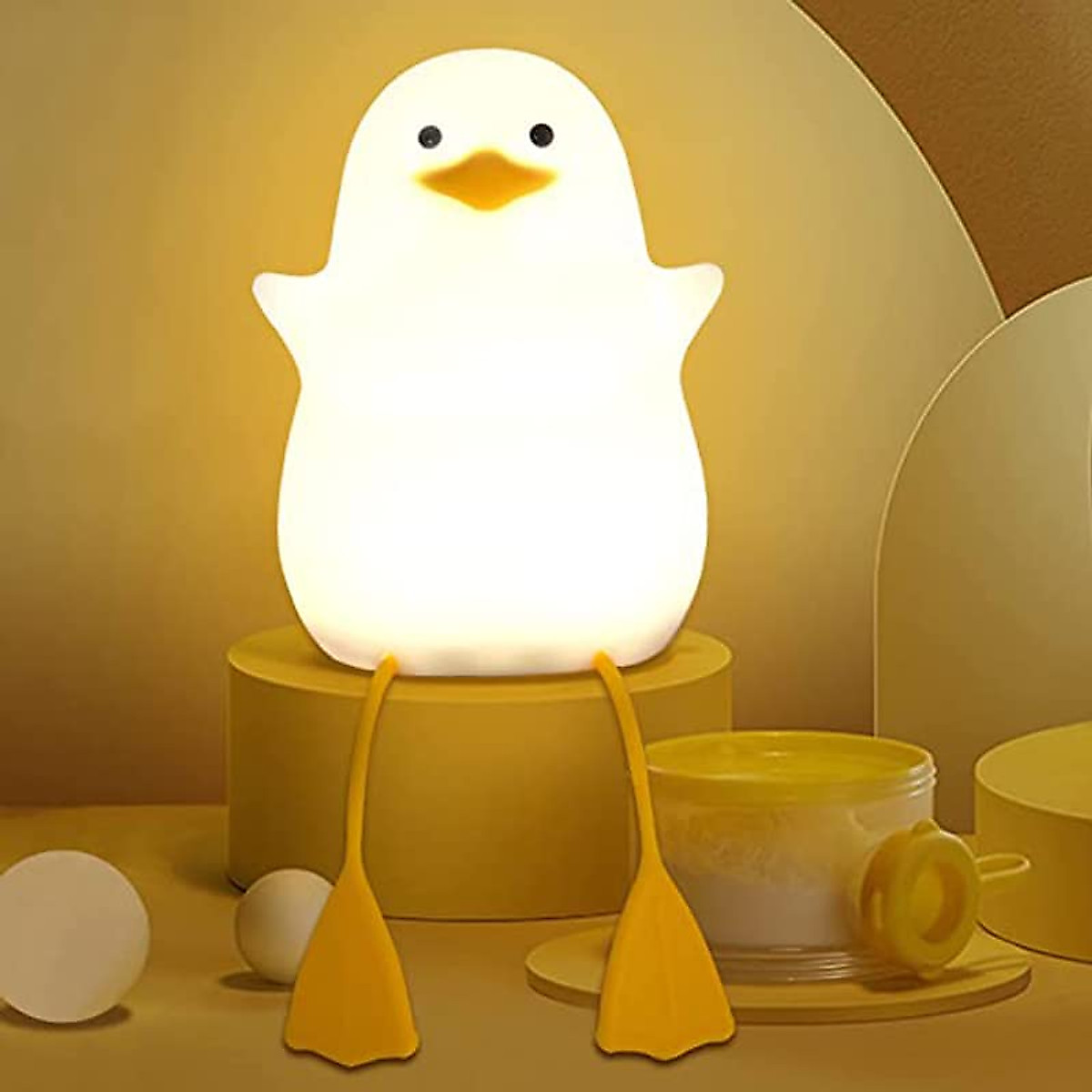 Crtivetoys Cute Seagull Night Light for Kids Animal Silicone Nursery LED Table Lamp Children's Dimmable Baby's Room Decoration Bedside Touch Timer Table USB Charger Cartoon Duck Night Light