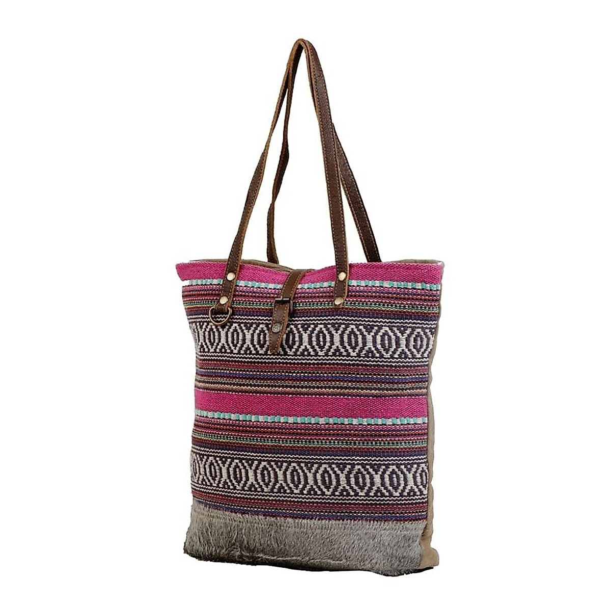 Myra Bag Polychromatic Tote Bag Upcycled Cotton & Leather S-2808