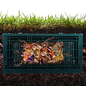 Tioncy In Ground Worm Composter 9 Gallon Outdoor Farm Foldable Compost Bin with Lid for Raised Garden Beds Home Composting System