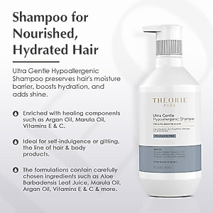 Theorie Pure Ultra Gentle Hypoallergenic Shampoo - Plant-Based & Vegan - Conditions & Soothes Itchy & Allergy Prone Skin - Fragrance-Free - Suited for Sensitive Scalp, Pump Bottle 400mL