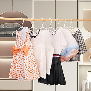 Kids Plastic Hangers 60 Packs, Baby Clothes Hangers for Closet Non-Slip Toddler Hangers for Infant Child Clothing, Small Children Hangers for Pants Coats Skirts (White, 60 Packs)