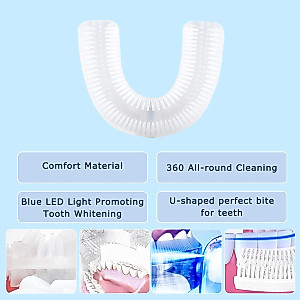 Ultrasonic Electric Toothbrush Adults, Automatic Toothbrush U Shaped Whole Mouth 360° Cleaning Teeth Whitening Hands Free Rechargeable IPX7 Waterproof