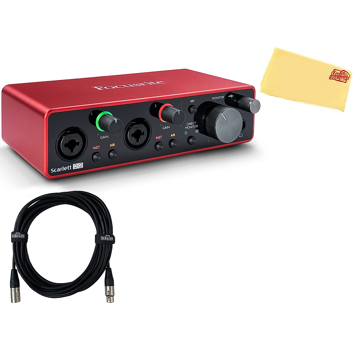 Focusrite Scarlett Solo Studio USB Audio Interface Bundle with XLR Cable and Polishing Cloth