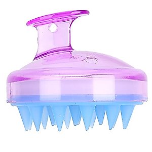 Shampoo Massager Brush, Round Silicone Scalp Massage Exfoliator Comb for Hair Cleaning Washing, Shampoo Brush Massager for All Hair Types of Women, Men (purple)