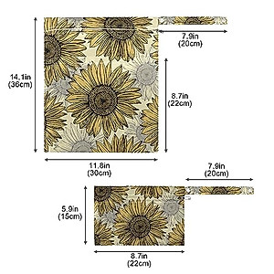 SDMKA 2Pcs Wet Dry Bag for Baby Cloth Diapers Sunflowers Yellow Reusable Waterproof Wet Bag with Two Zippered Pockets for Travel Beach Pool