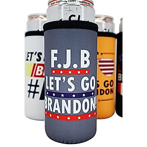 Let's Go Brandon Republican Gifts - FJB Ferk Jer Berdin LGBFJB LGB Patriotic Libertarian Dad Birthday Gift, Fathers Day Funny Beer Gifts for Men Who Have Everything, 12 oz. Slim Can Insulator Sleeve