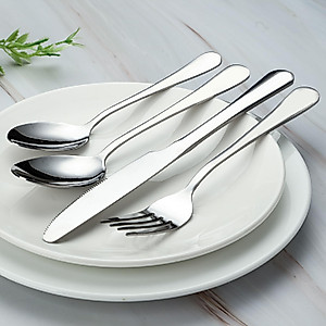 CAOPAOTI Silverware Flatware Set for 12, 60 Piece Stainless Steel Cutlery Set, Tableware with Knife Fork Spoon, Dishwasher Safe