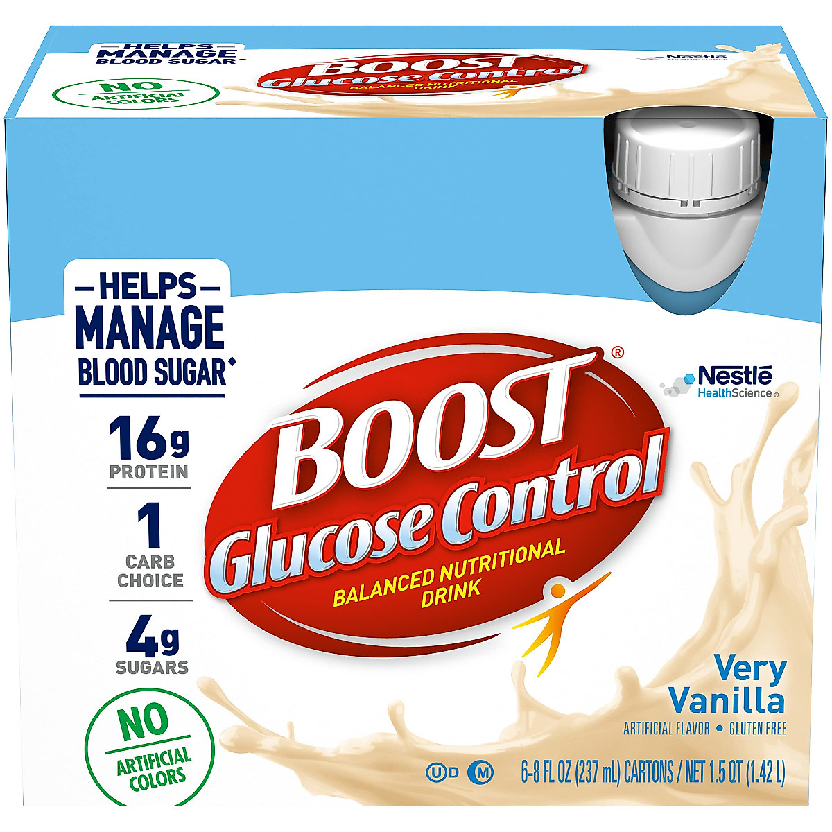 BOOST Glucose Control Balanced Nutritional Drink, Very Vanilla, Helps Manage Blood Sugar with No Artificial Colors, 6-8 FL OZ Bottles/Pack (Pack of 2)