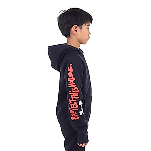 Under Armour boys Rival Fleece Graphic Hoodie, (001) Black/Beta/White, Large