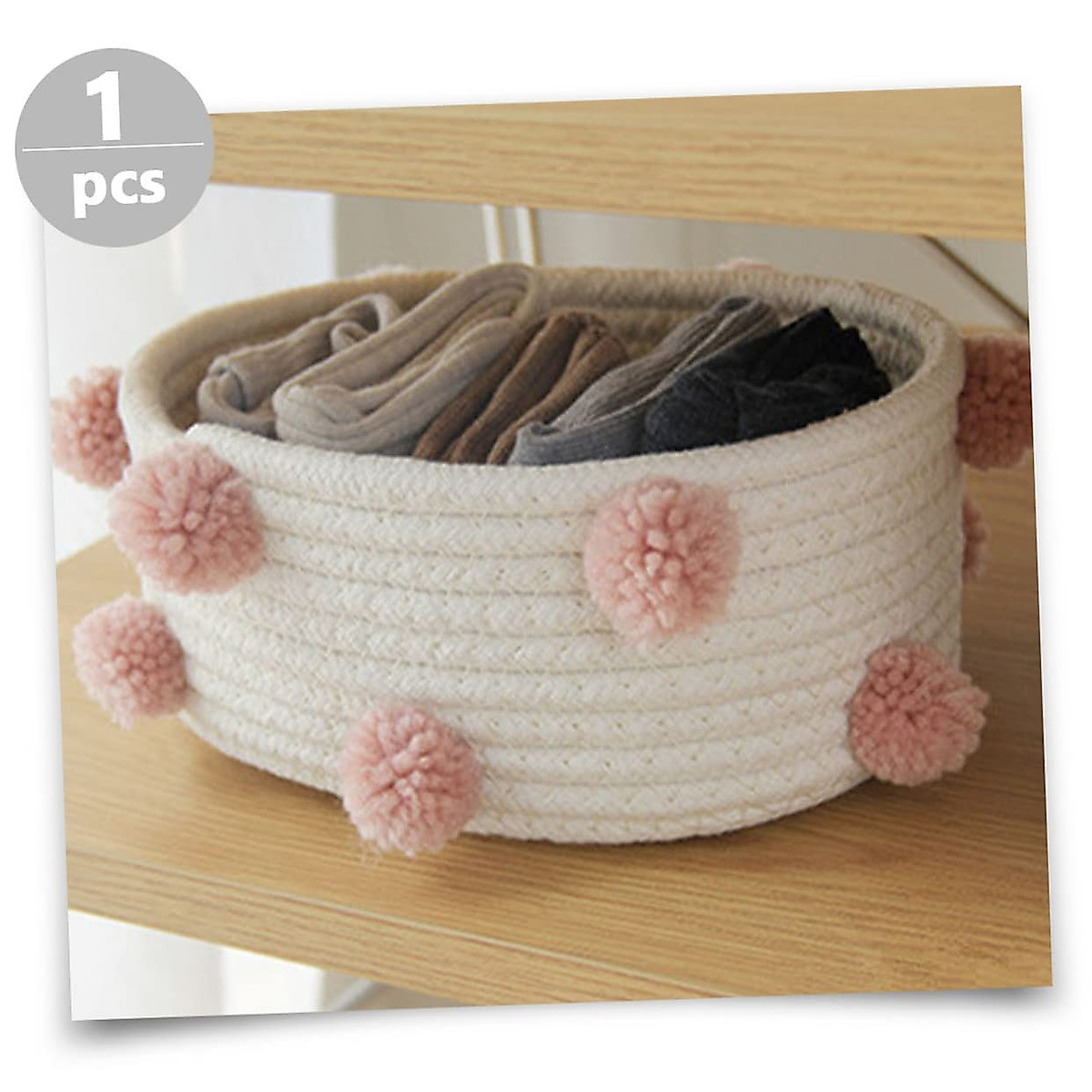 CHILDWEET Woven Hamper Storage Basket Cotton Rope Organizer Cotton Rope Key Tray Rope Woven Basket Storage Bins for Clothes Storage Bin Cotton Woven Container Manual Baby Cotton Makeup Box
