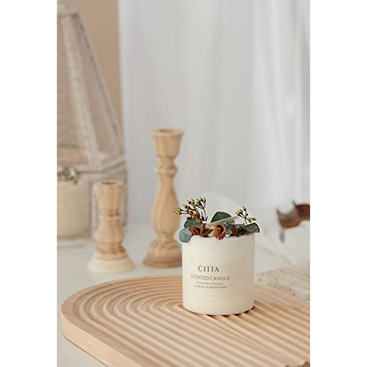 Christmas Pine Cone Flowers Scented Candles Soy Wax Aromatherapy Candle Romantic Pillar Candle Christmas Decorations For Home (Citrus Grape)