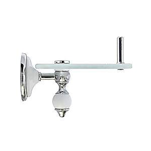 MODONA 20" Frosted Glass Shelf with Pre-Installed Rail - White Porcelain & Chrome - Arora Series - 5 Year Warrantee