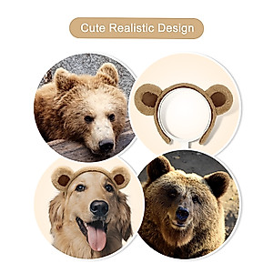 SIOTMERA Headband Bear Ears Brown, Cute Care Headband Adult with Toddler Bear Costume, Soft Makeup Headband for Washing Face Women, Fluffy Animal Hairband for Party Celebration Cosplay