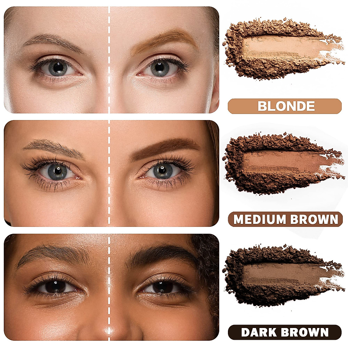 Eyebrow Stamp Stencil Kit, Eyebrow Stamp and 34 Reusable Eyebrow Stencils for Perfect Eyebrow Makeup, Waterproof, Long-Lasting(Dark Brown)