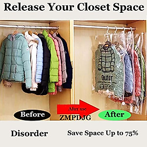 Hmulefate Hanging Vacuum Storage Bags,Uplifegiver Hanging Compressible Storage Bag,Vacuum Seal Bags for Clothing (26.5x35.4inch(8Pcs))