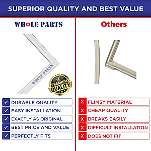 Whole Parts Refrigerator French Door Seal Gasket Assembly, Gray Color, Single Piece, Part# DA97-12522J - Replacement & Compatible with Some Samsung Refrigerators