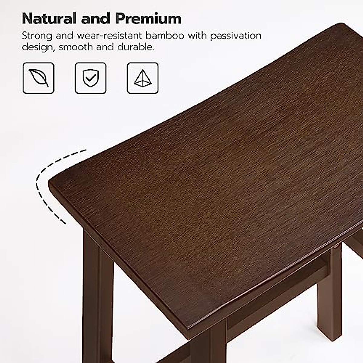 HOOBRO Bar Stool Set of 2, Bamboo Bar Chairs, 26 Inches Kitchen Counter Stools with Footrest, Saddle Stools, for Living Room, Dining Room, Party Room, Industrial Style, Mocha MA03MD01