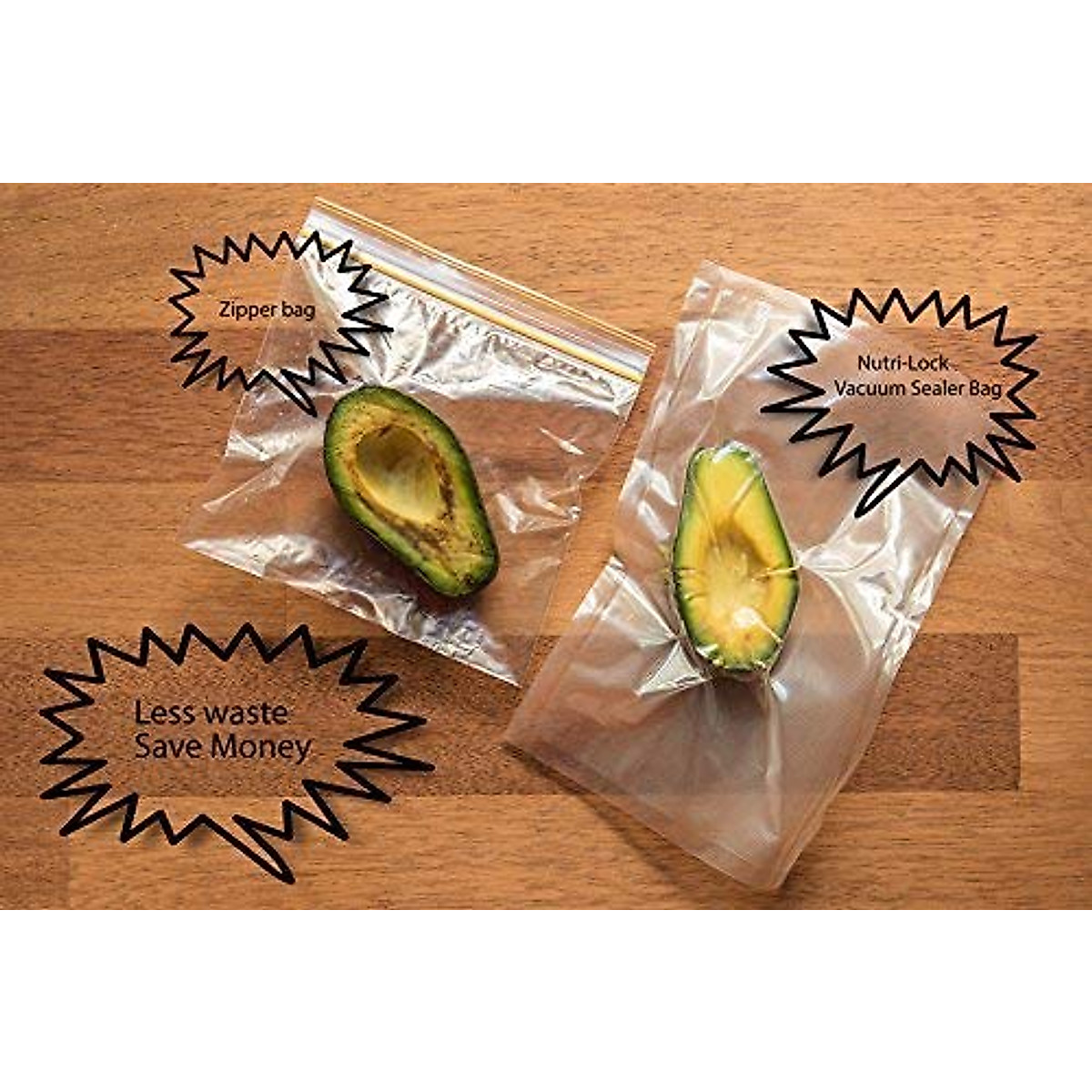 Nutri-Lock Vacuum Sealer Bags, 50 Pint (6x10) & 50 Quart (8x12) & 50 Gallon (11x16) Vac Seal Bags, Commercial Grade with BPA Free, Perfect for Sous Vide and Vac Storage
