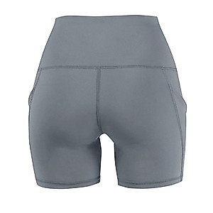 Bblulu High Waisted Yoga Shorts for Women with Side Pockets Tummy Control Running Gym Workout Short Squat Proof Biker Shorts