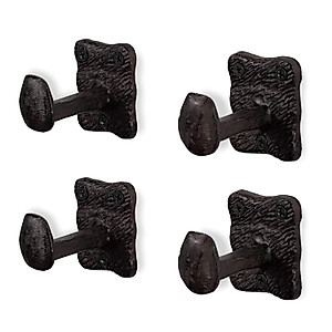 Rustic State Motris Wall Mount Cast Iron Hooks Coat Towel Bag Hat Hanger Multiuse Entryway Railroad Spike Rack Black Set of 4