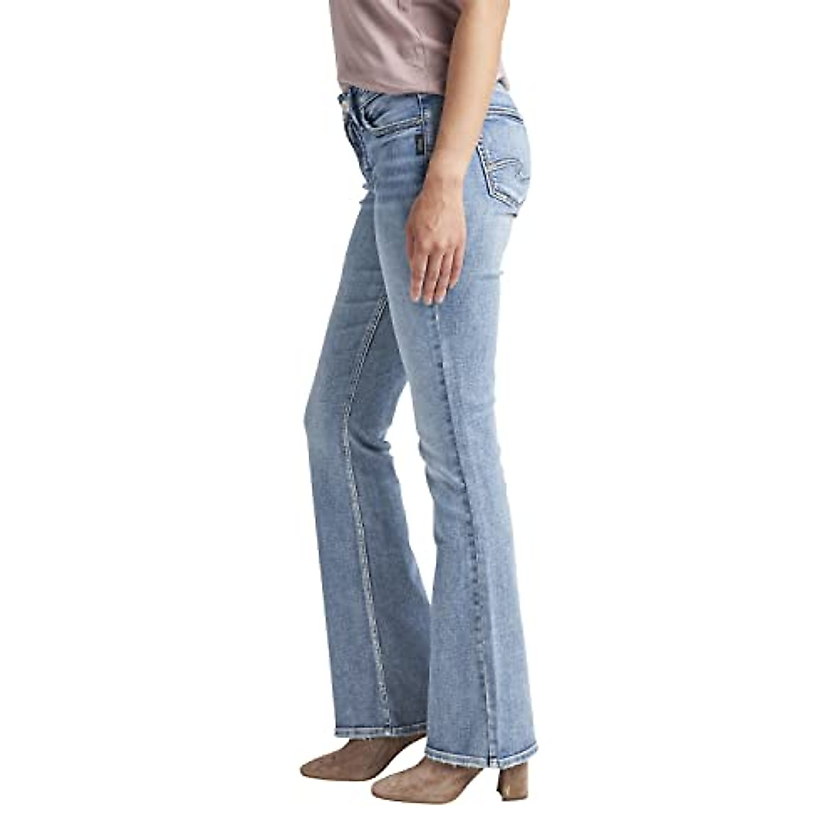 Silver Jeans Co. Women's Suki Mid Rise Curvy Fit Bootcut Jeans, Medium Light Indigo, 31W x 33L