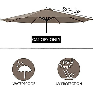 ontheway Patio Umbrella Enhanced Replacement Canopy Market Table 8 Ribs Umbrella Canopy (11FT, Khaki)