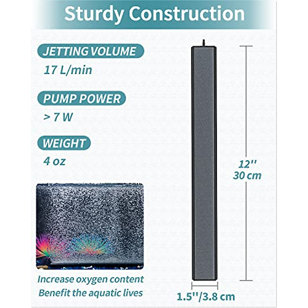 Pawfly 12 Inch Air Stone Grey Mineral Bubble Stone Bar Diffuser Bubbler Airstones for Aquarium, Fish Tank, and Pump